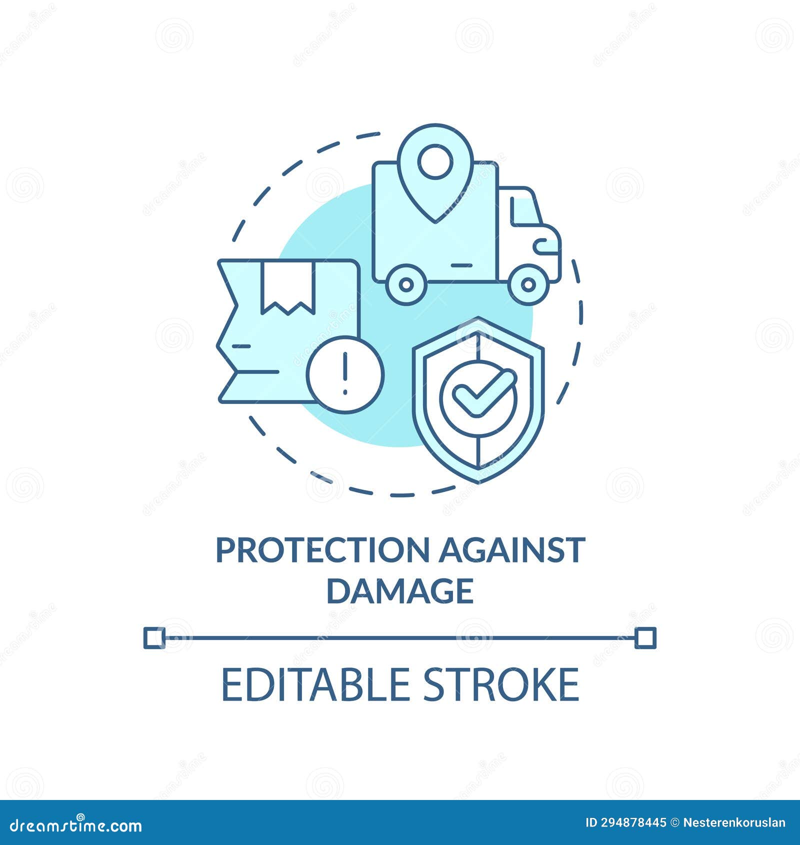 2D Simple Thin Line Blue Protection Against Damage Icon Stock ...