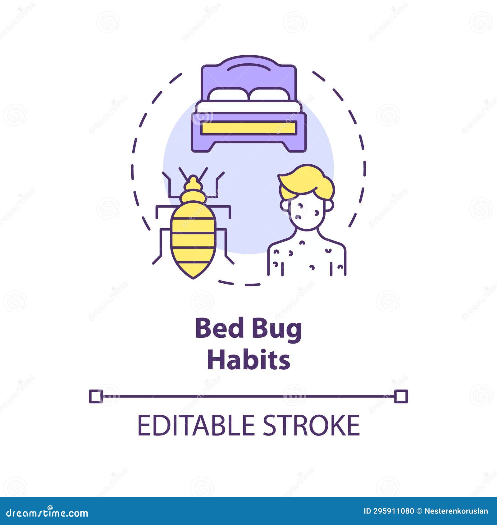 2D Simple Thin Line Icon Bed Bug Habits Concept Stock Illustration ...
