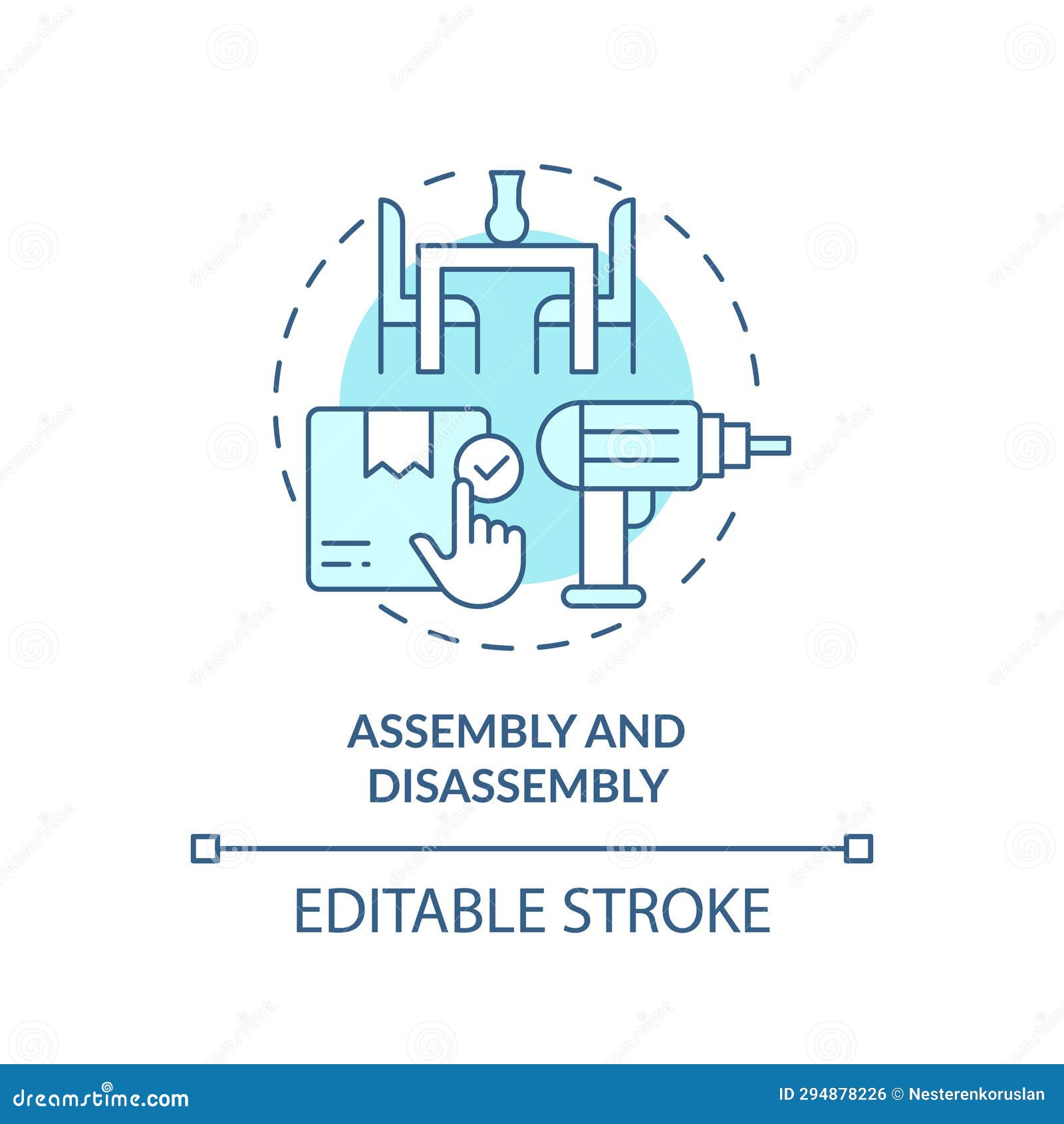 2D Simple Thin Linear Blue Assembly and Disassembly Icon Stock Vector ...