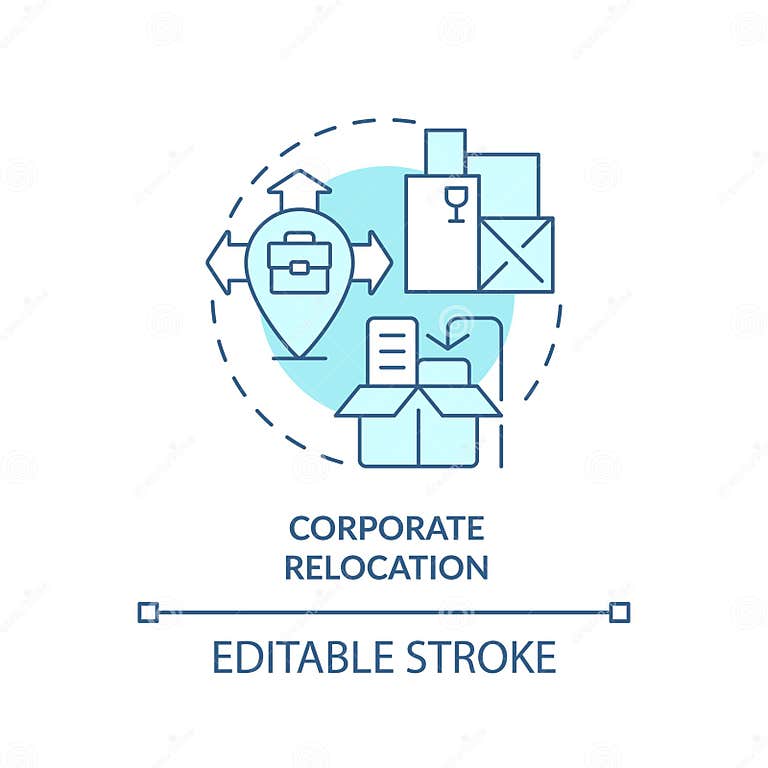 2D Simple Thin Linear Blue Corporate Relocation Icon Stock Illustration ...