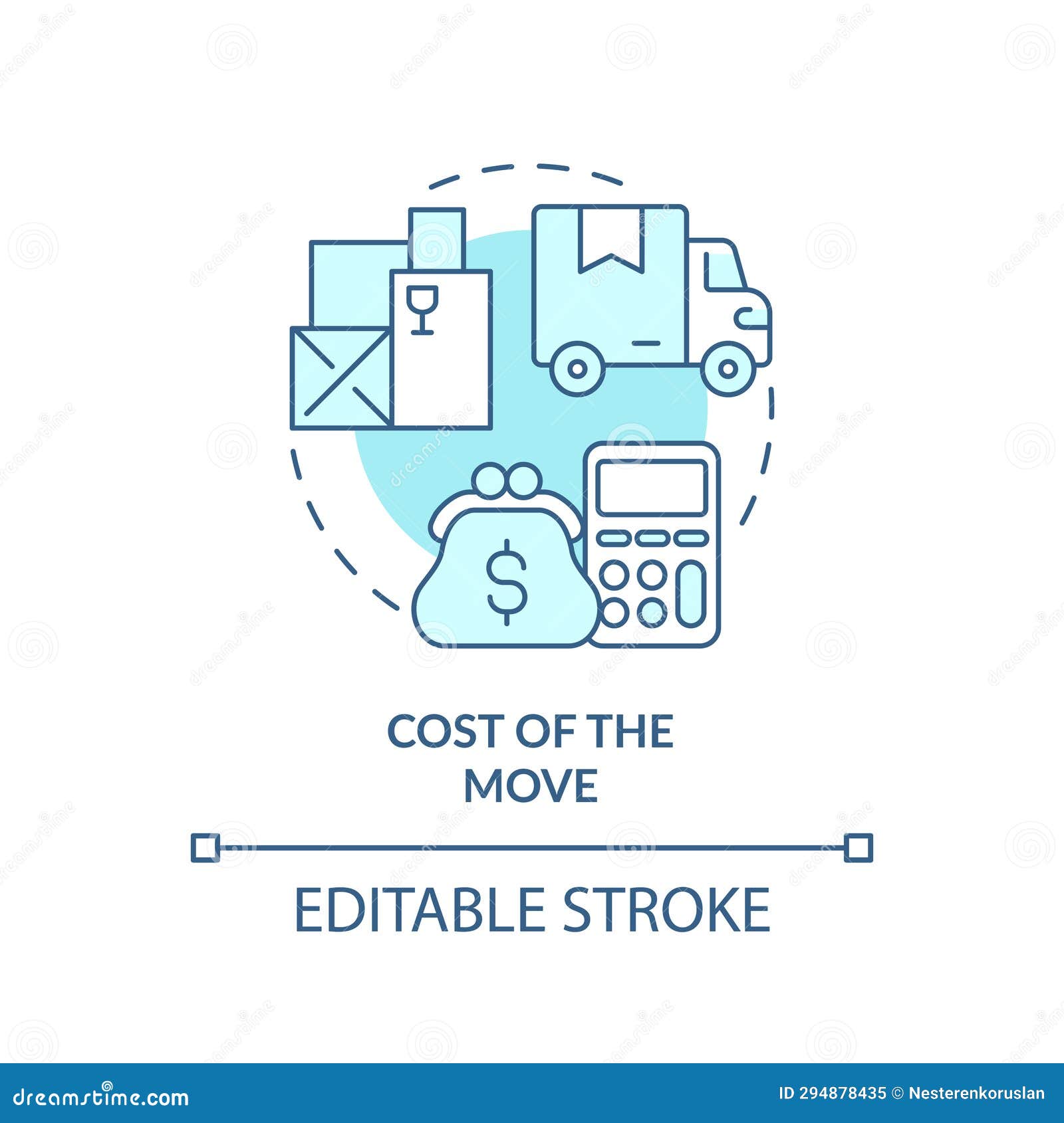 2D Simple Thin Linear Blue Cost of the Move Icon Stock Illustration ...