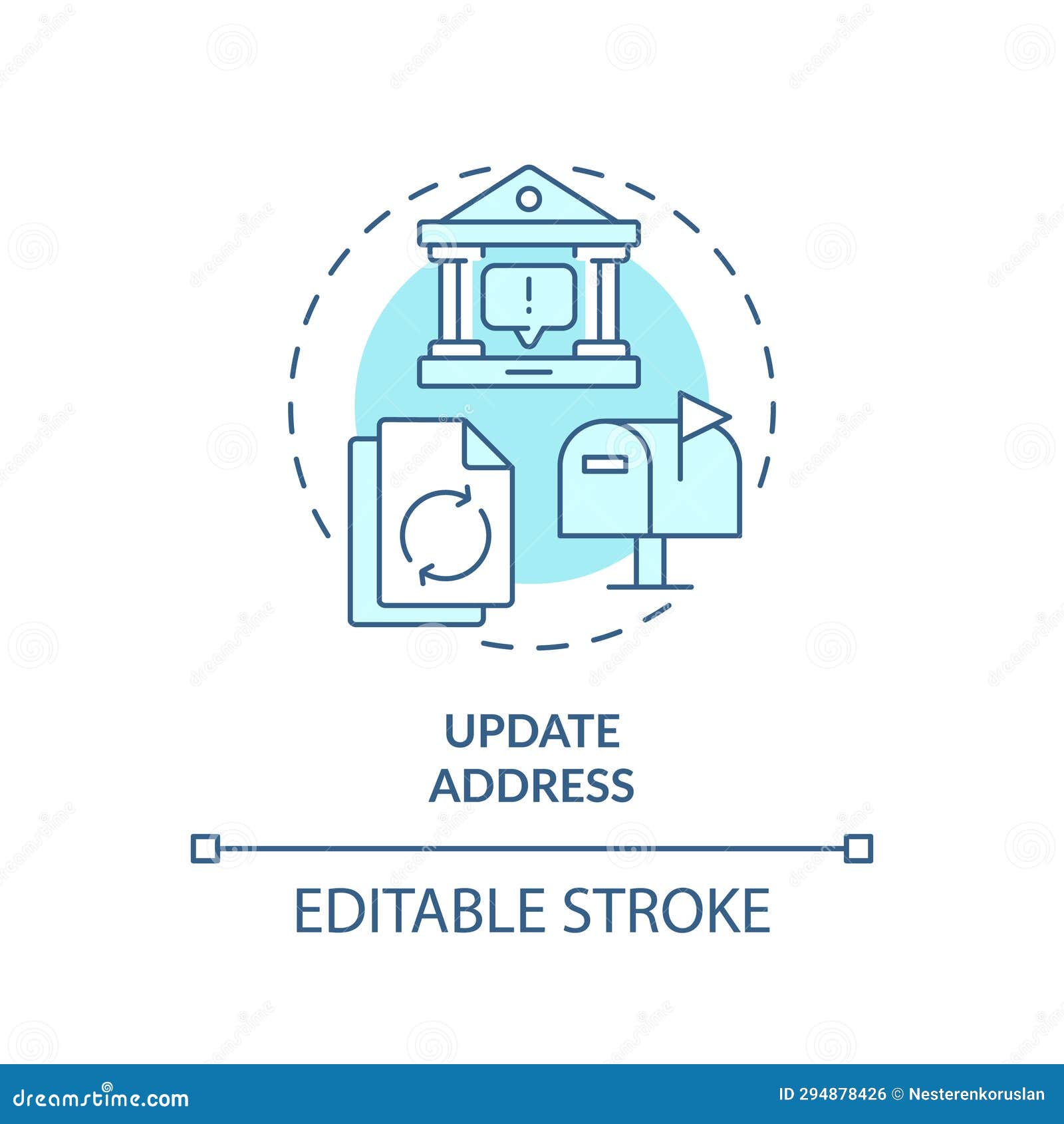 2D Simple Thin Linear Blue Update Address Icon Stock Vector ...