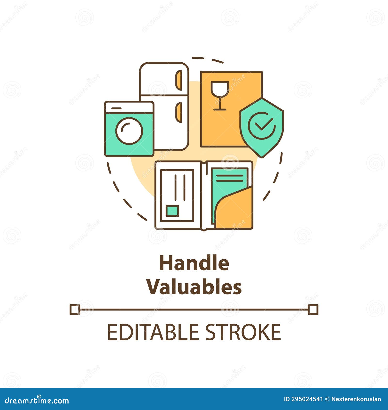 2D Simple Thin Linear Colorful Handle Valuables Icon Stock Vector ...