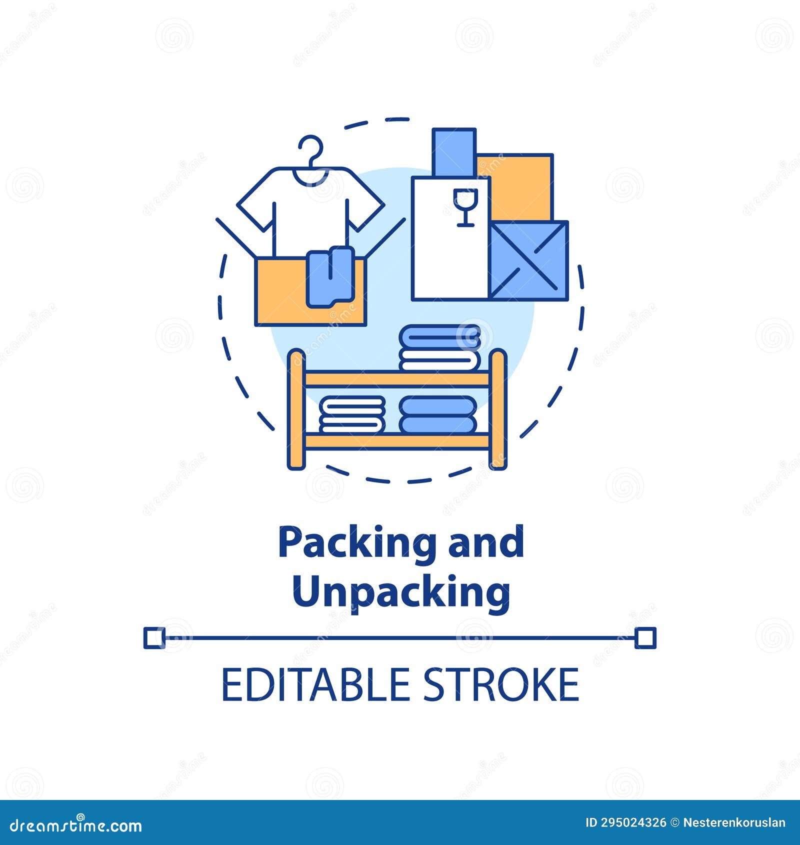 2D Simple Thin Linear Colorful Packing and Unpacking Icon Stock Vector ...