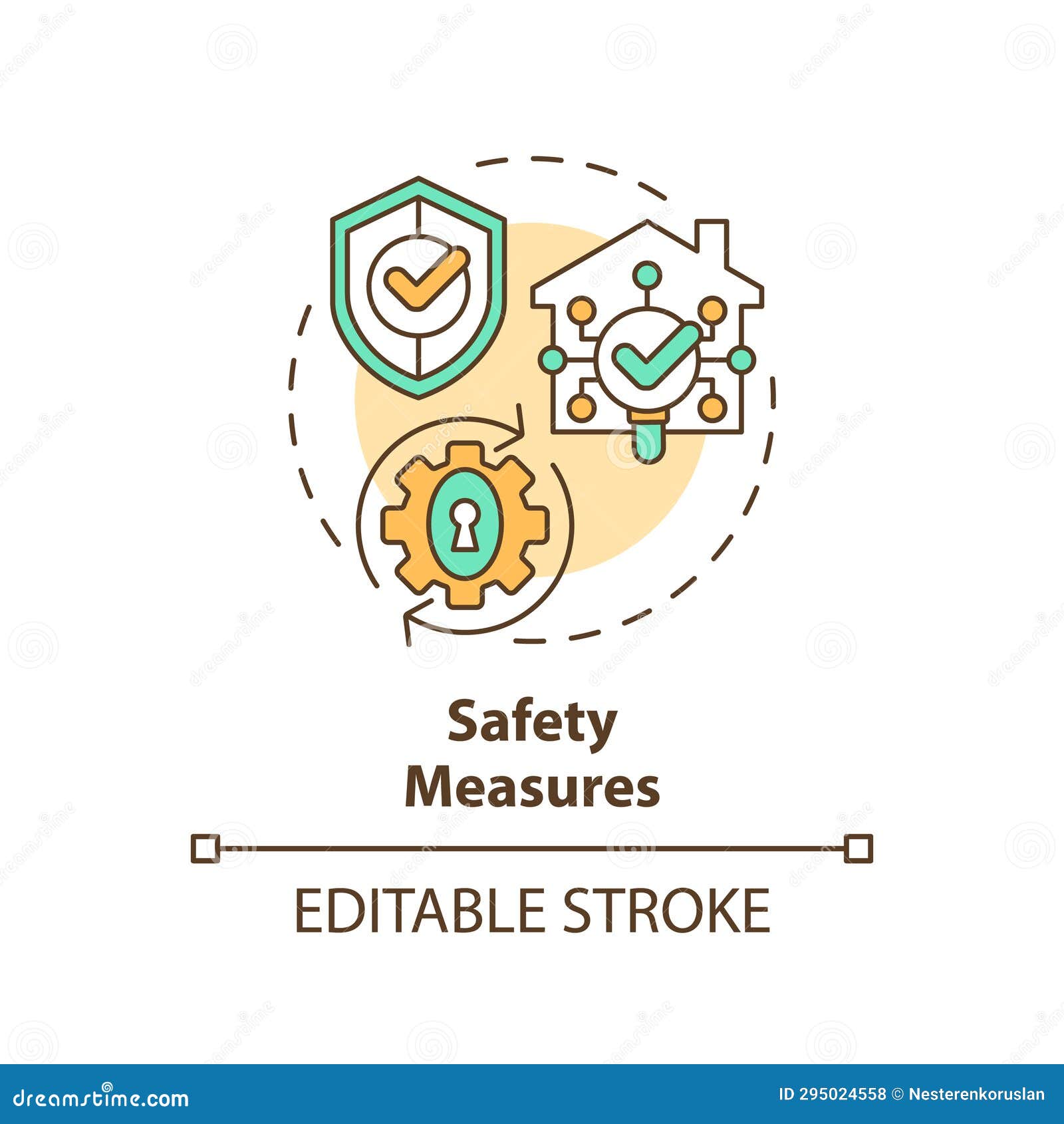 2D Simple Thin Linear Colorful Safety Measures Icon Stock Illustration ...