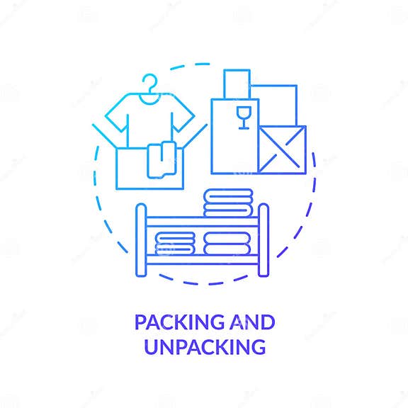 2D Simple Thin Linear Packing and Unpacking Gradient Icon Stock Illustration - Illustration of ...