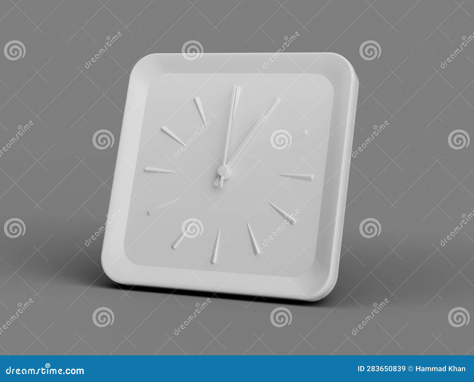 3d Simple White Square Wall Clock 1 O Clock One O Clock Isolated on ...
