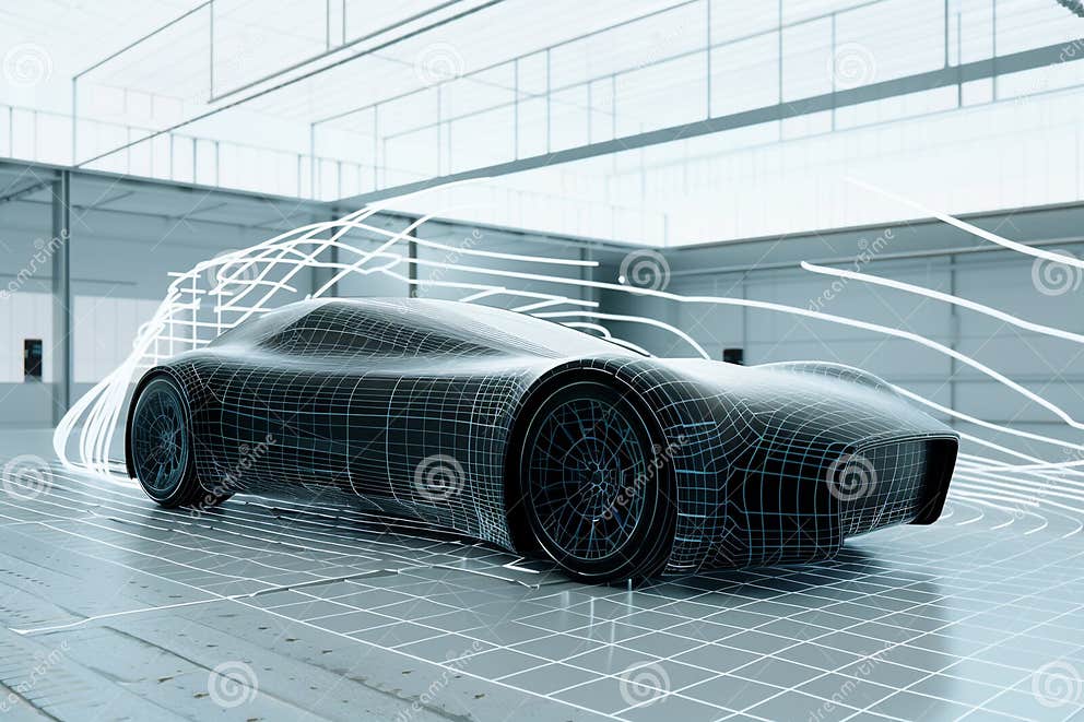 A 3D Simulation Showcasing the Airflow Around a Sleek Aerodynamically ...