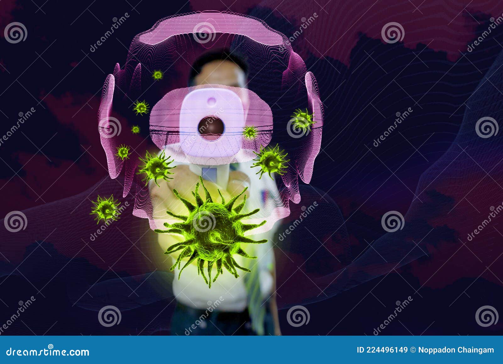 3D Simulation of Viruses Inside the Air Stock Illustration ...