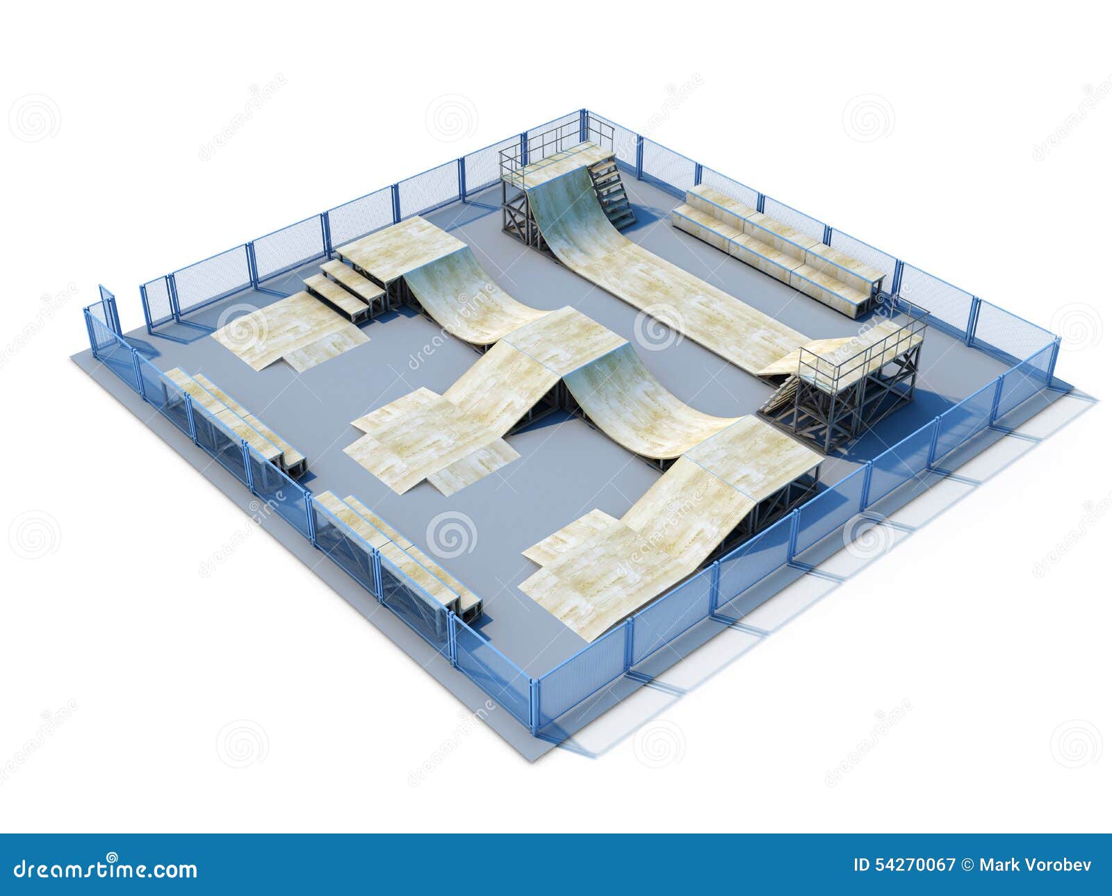 3d Skatepark stock illustration. Illustration of fitness - 54270067