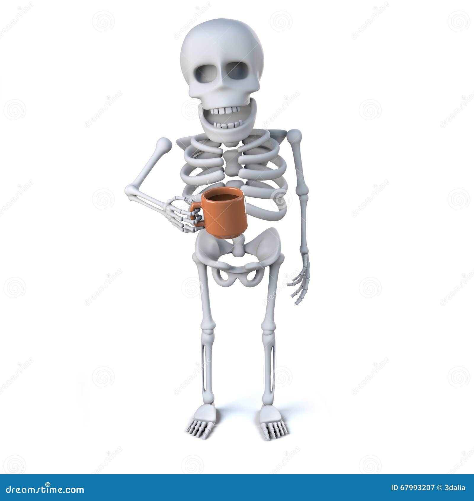 3d Skeleton Drinking a Nice Cup of Tea Stock Illustration ...