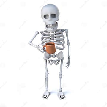 3d Skeleton Drinking a Nice Cup of Tea Stock Illustration ...