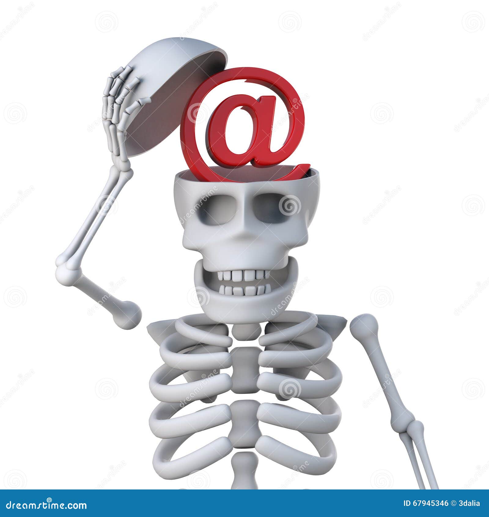 3d Skeleton Has Email Address Symbol Inside His Brain Bone Stock ...