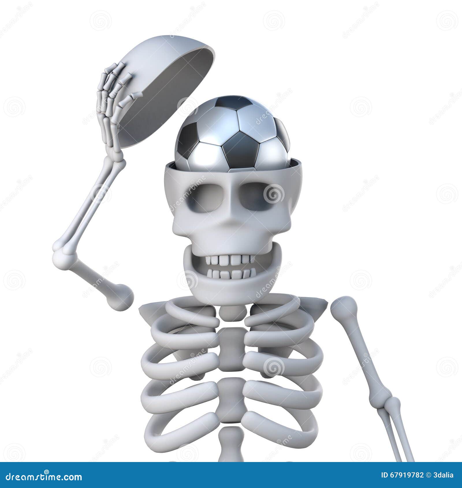 3d Skeleton Has a Football for a Brain Stock Illustration ...