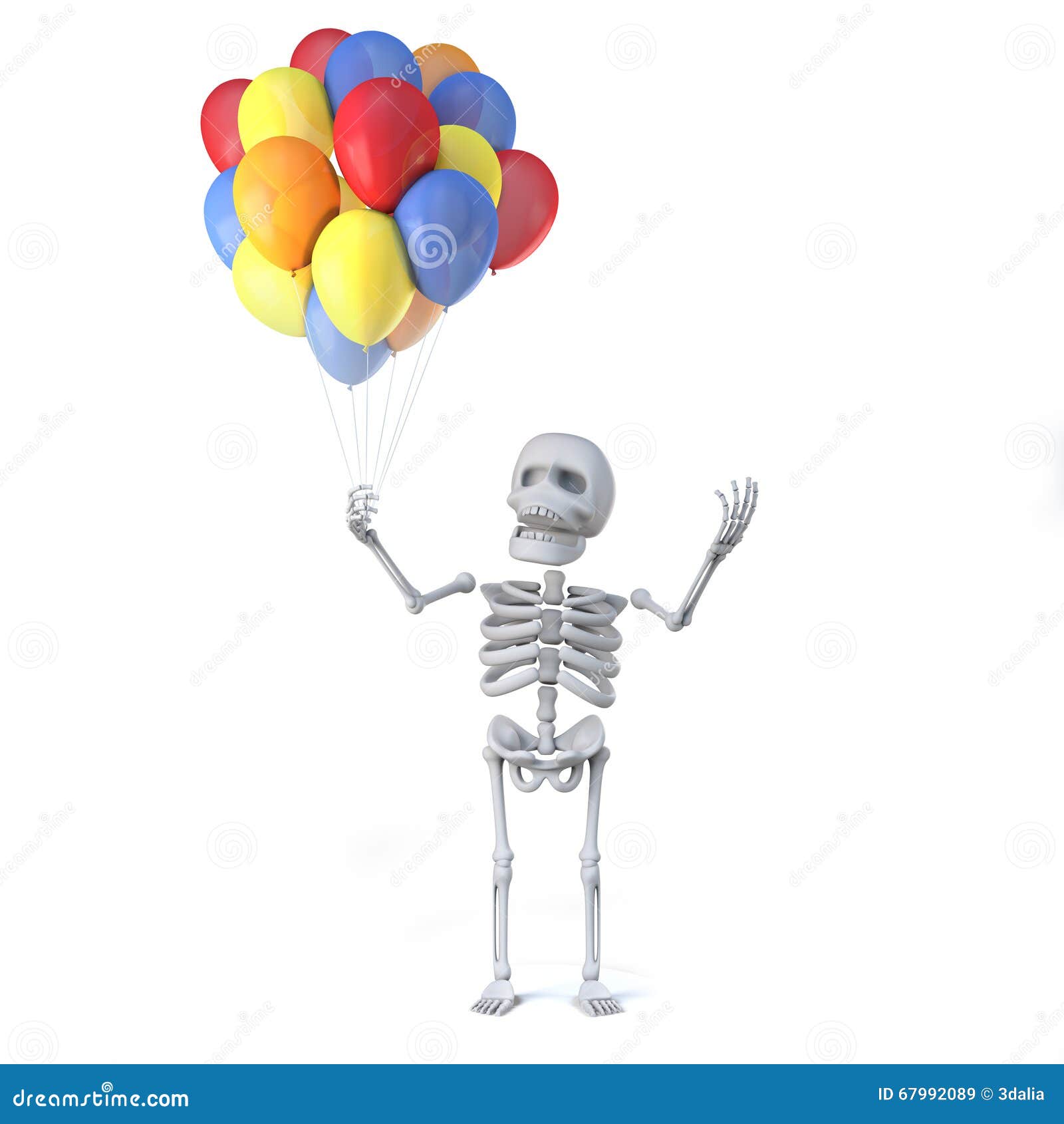 3d Skeleton Has Some Beatiful Balloons Stock Illustration ...