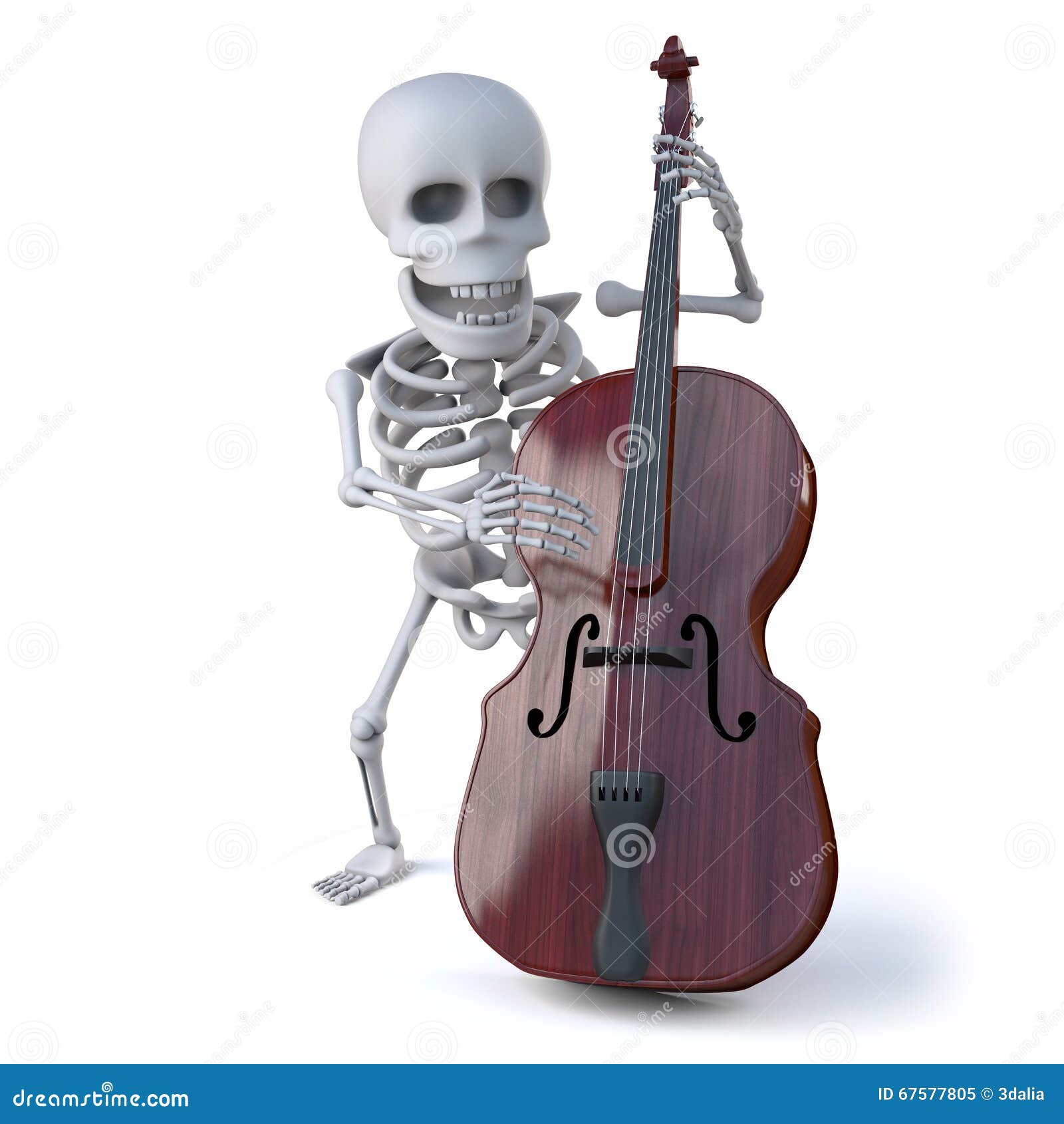 3d Skeleton Plays Doube Bass Stock Illustration - Illustration of bass ...