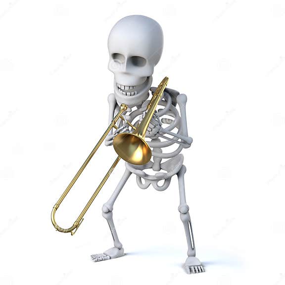 3d Skeleton trombonist stock illustration. Illustration of body - 67944558