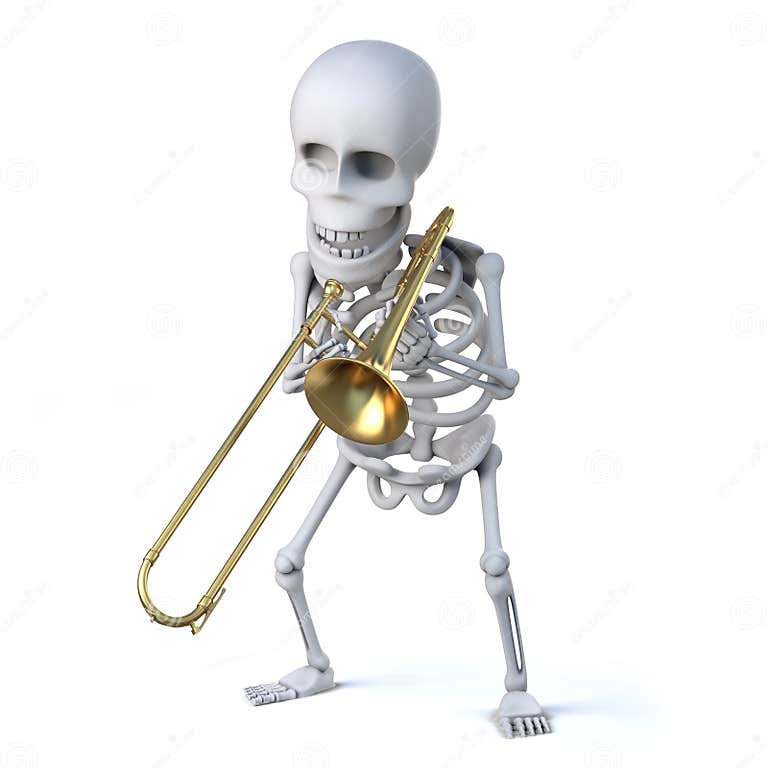3d Skeleton trombonist stock illustration. Illustration of body - 67944558