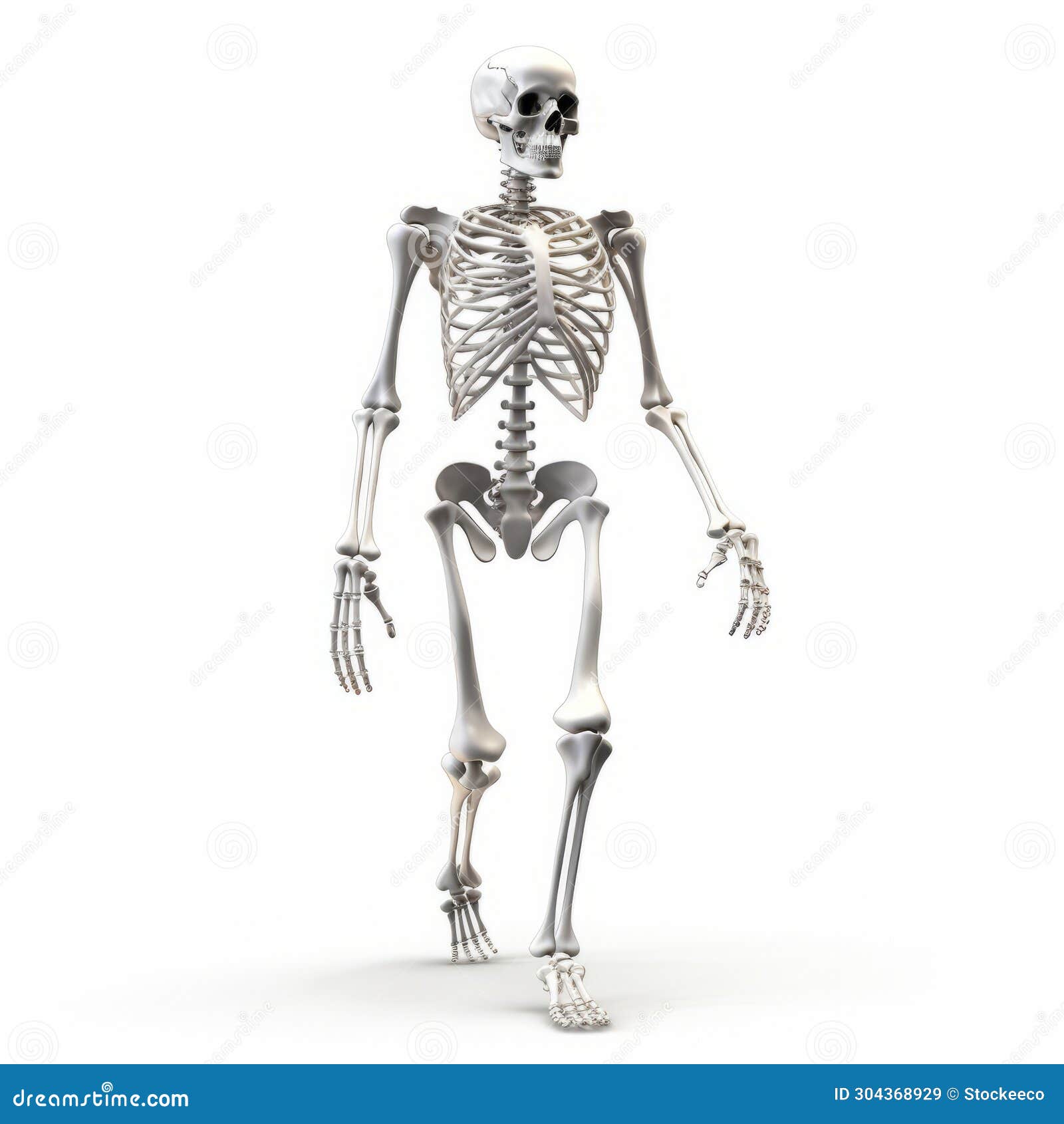 3d Skeleton Walking on White Background with Strong Facial Expression ...