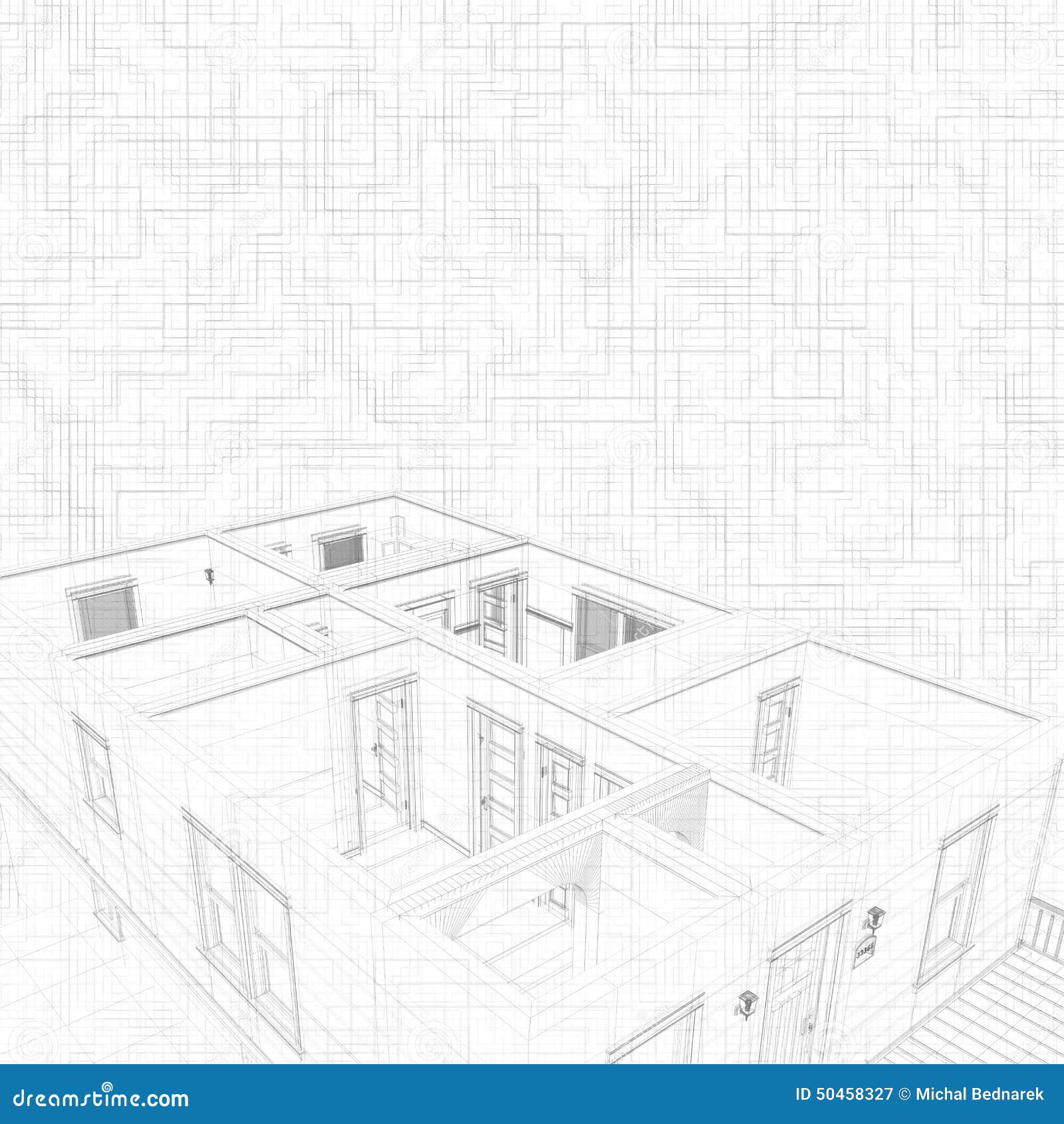 3d Sketch of a House. Concept of Architect Project, Architecture Stock ...
