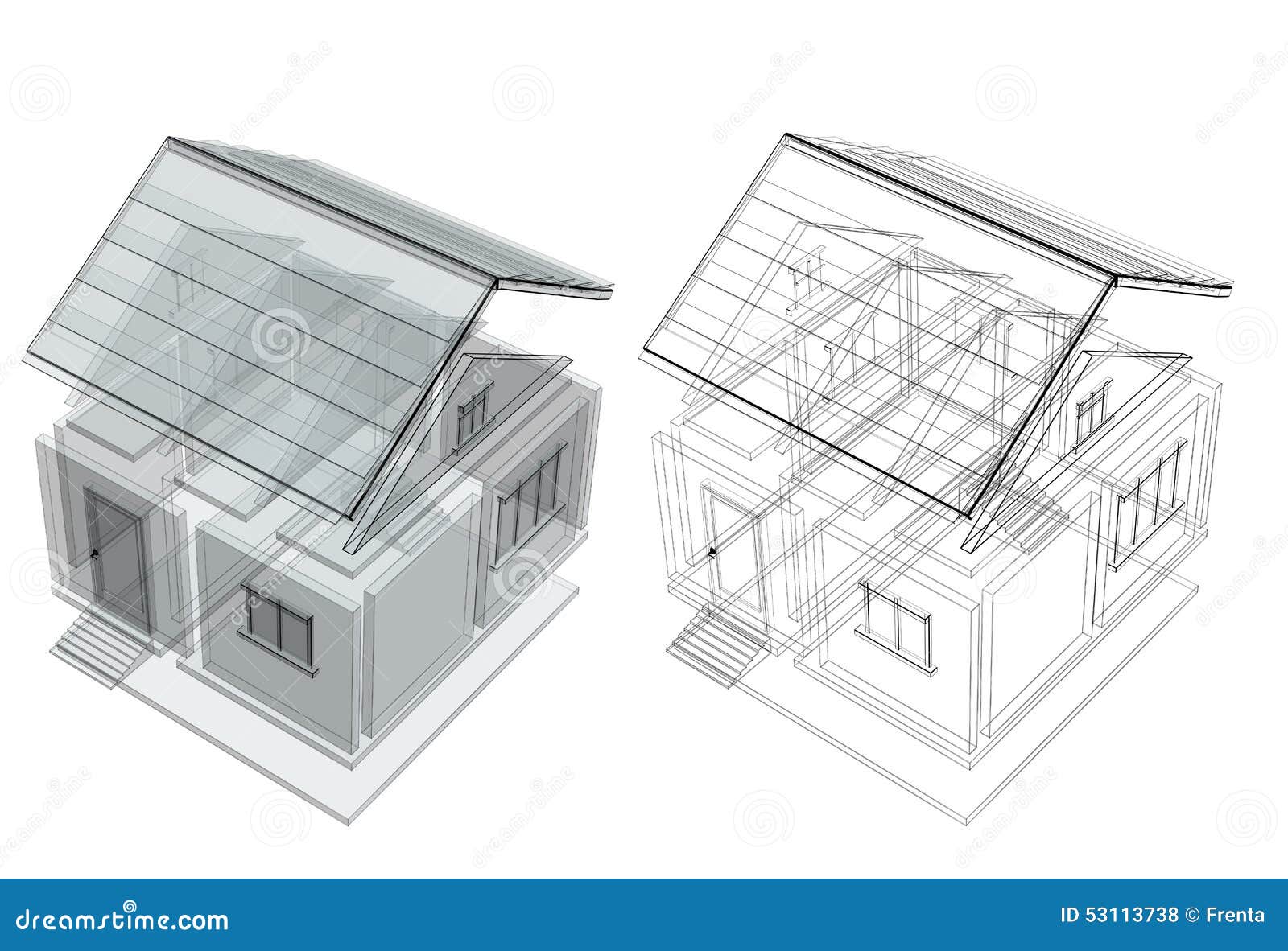 3d sketch of a house stock illustration. Illustration of element - 53113738
