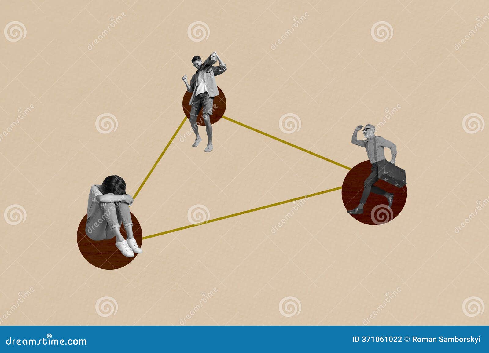 3d Sketch Poster Trend Collage Image Of Three Happy Business Partners ...