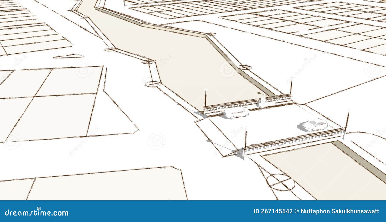 3d Sketch Village Plan. Architectural 3d Illustration Stock ...