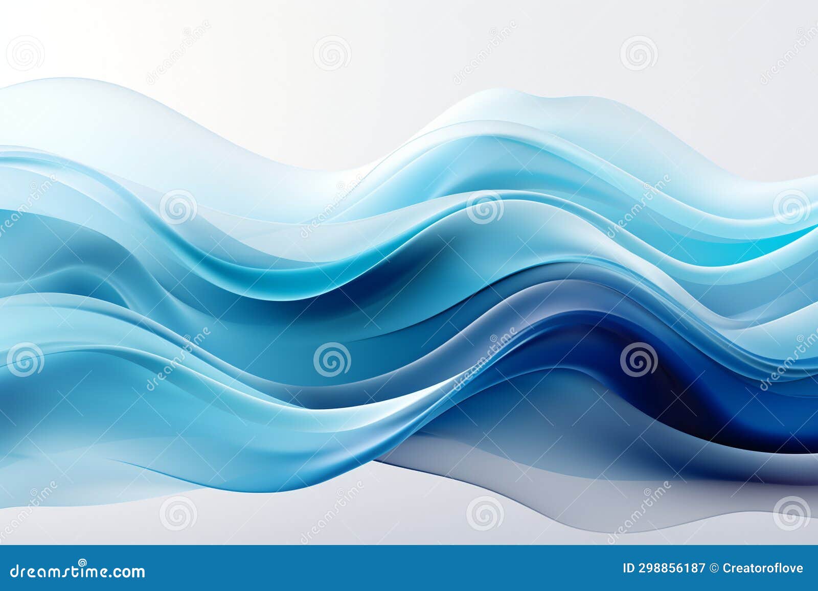 3d Sky Blue Waves on White Background Stock Illustration - Illustration ...