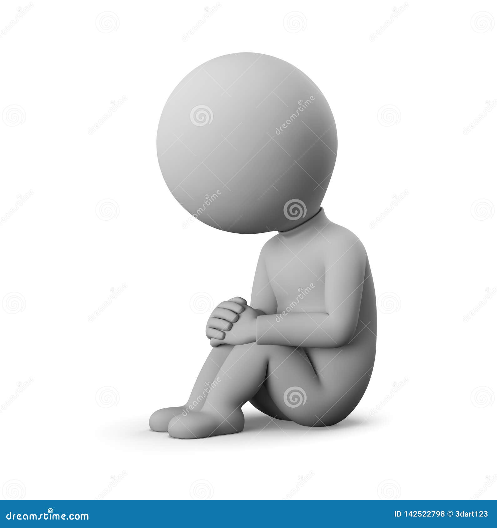 3D Small Man - Sorrow Pose Royalty-Free Stock Image | CartoonDealer.com ...