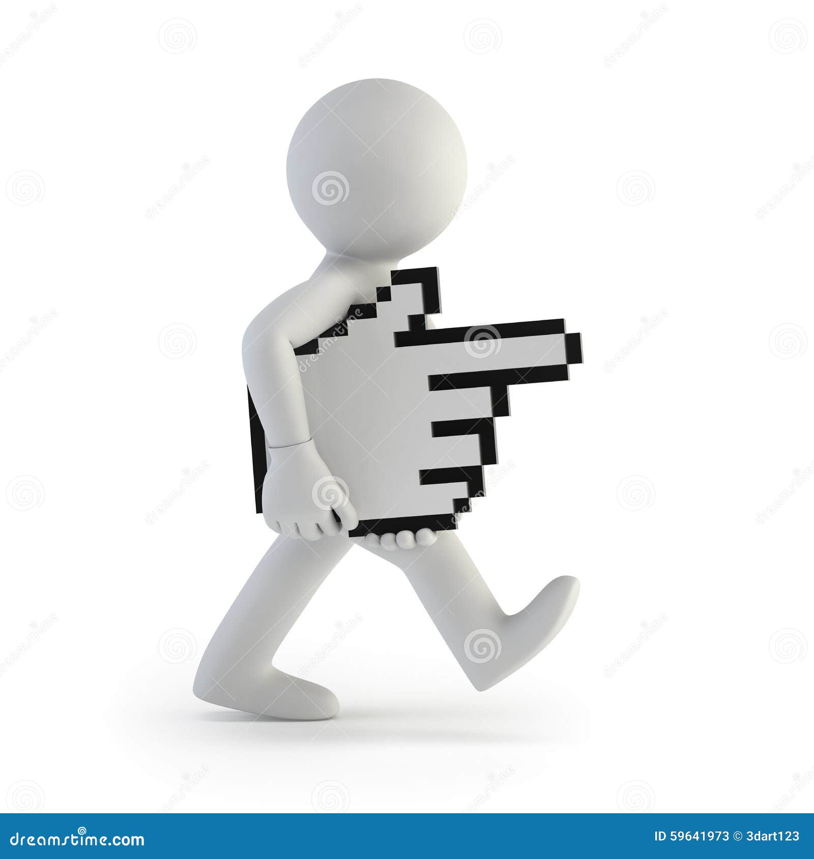 3d Small People - Carries Hand Cursor Stock Illustration - Illustration ...