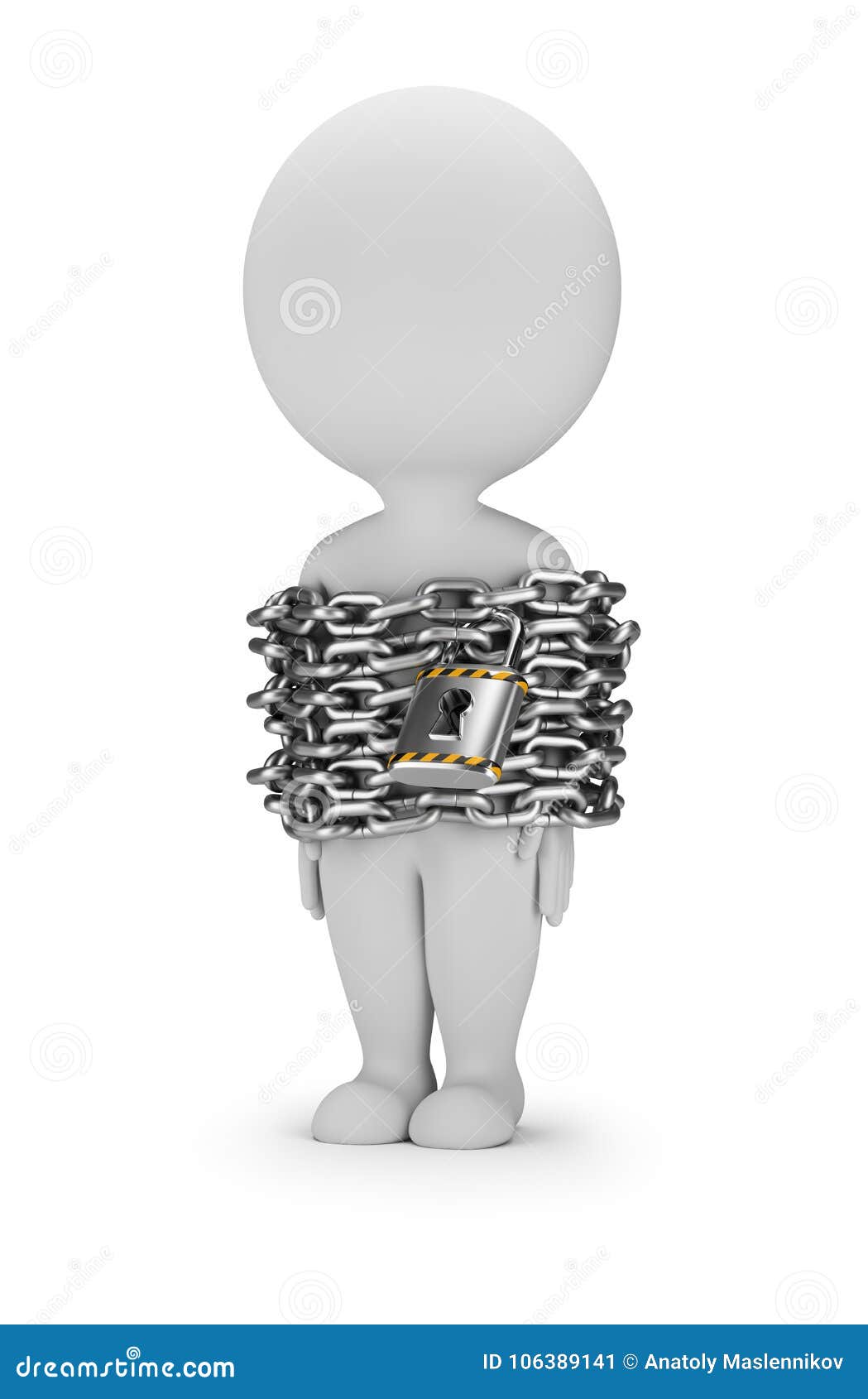 3d small people - chained stock illustration. Illustration of human ...