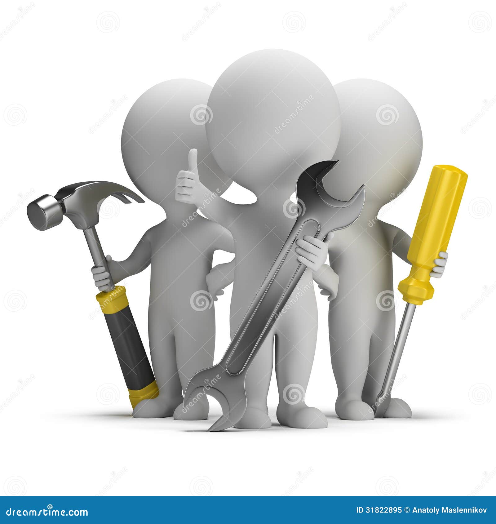 3d Small People - Excellent Repairers Stock Illustration - Illustration ...