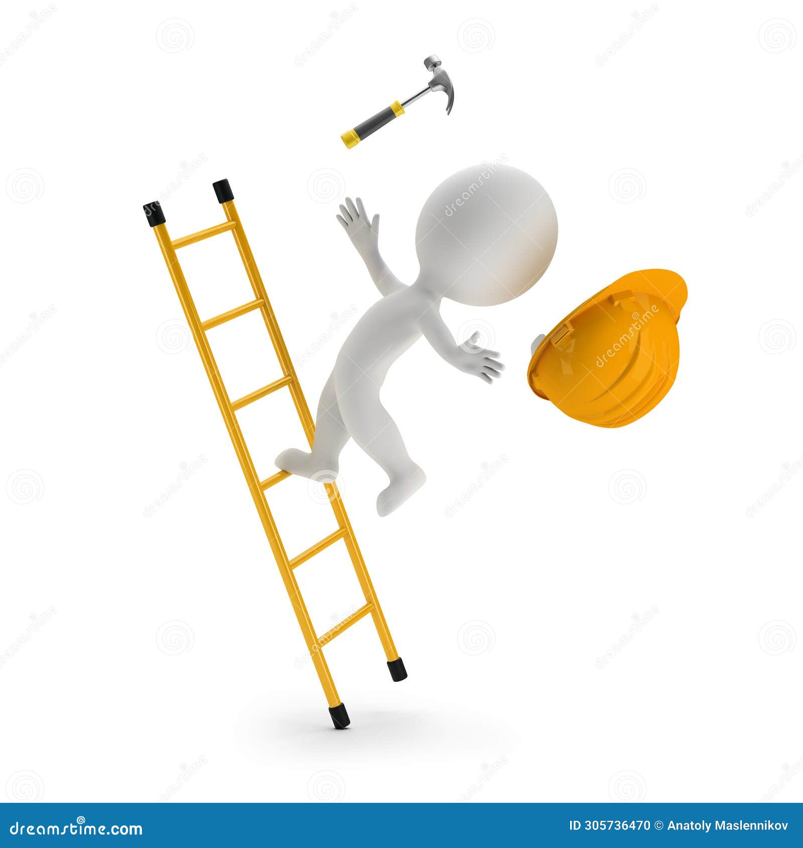 3d Small People - Falling Down the Ladder Stock Illustration ...