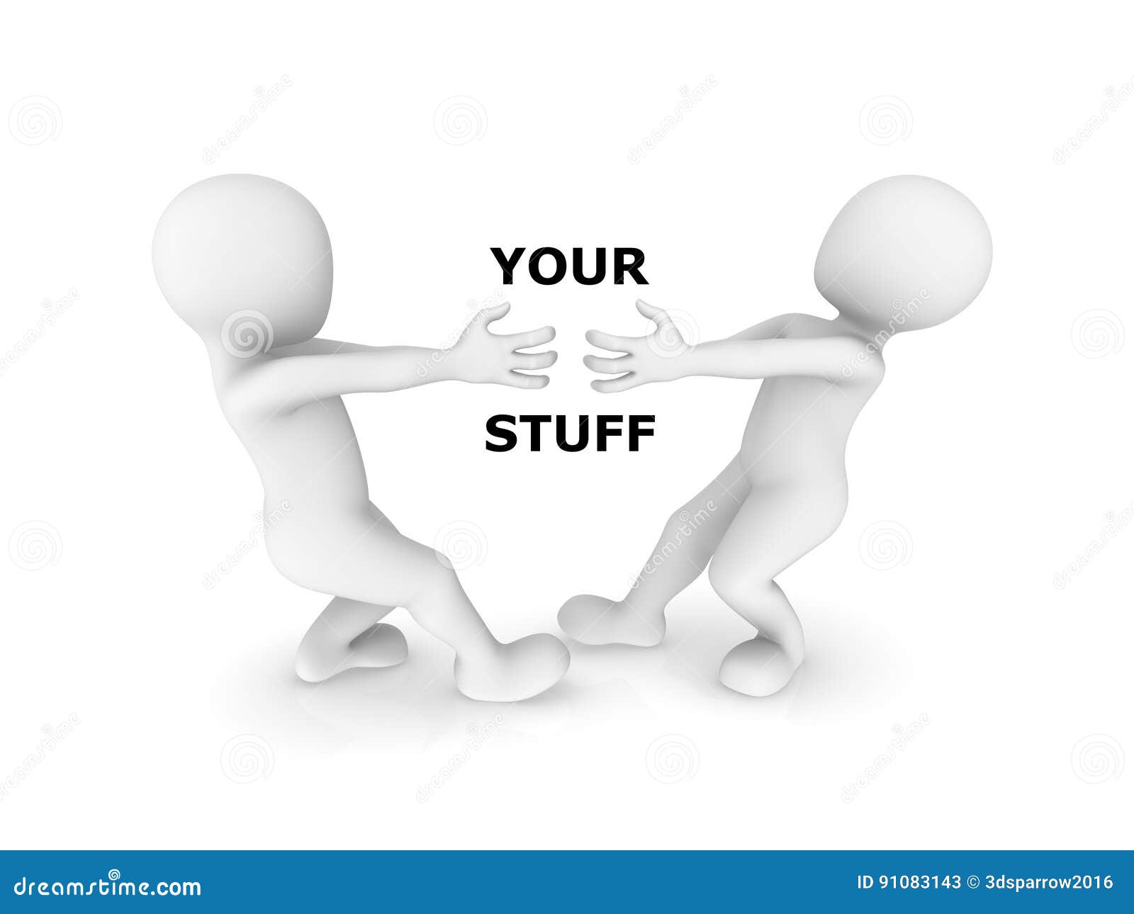 3d Small People Fights for Your Stuff. Stock Illustration ...