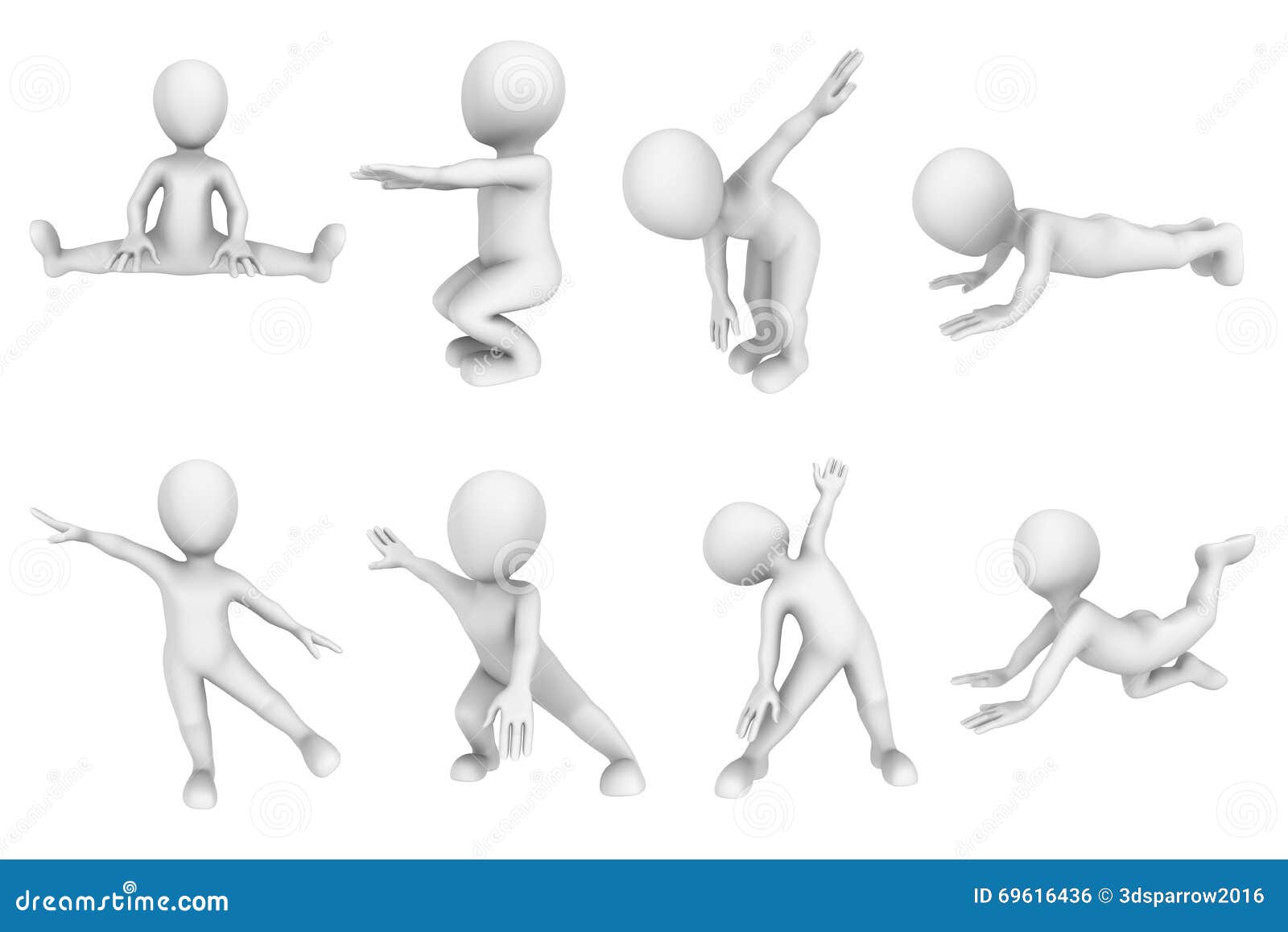 3d Small People on Fitness Training. Stock Illustration - Illustration ...
