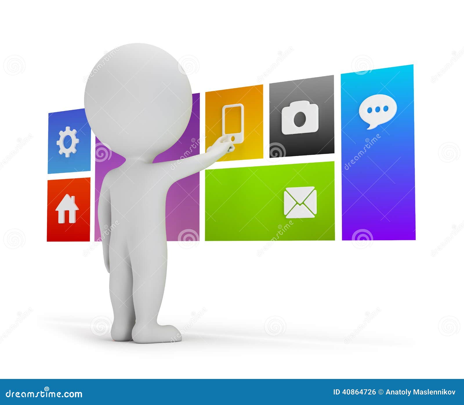 3d Small People - Flat Interface Stock Illustration - Illustration of ...