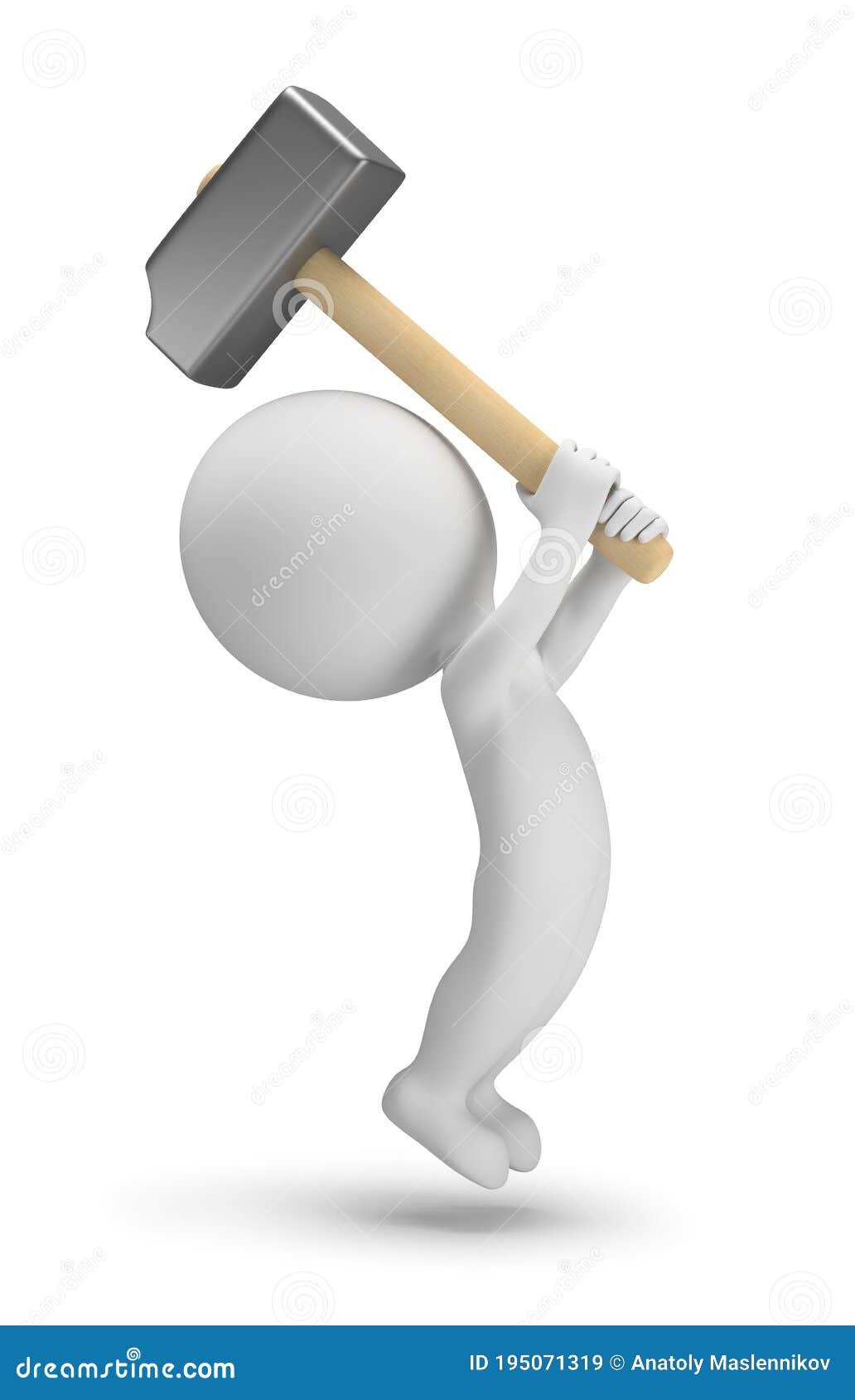 3d Small People - Hammering Stock Illustration - Illustration of ...