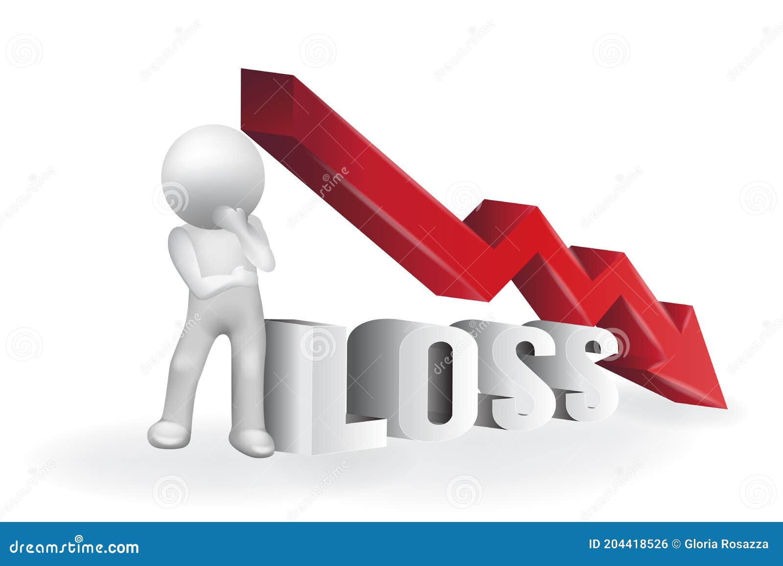 3d Small People - Loss Graph Symbol Vector Stock Vector - Illustration ...