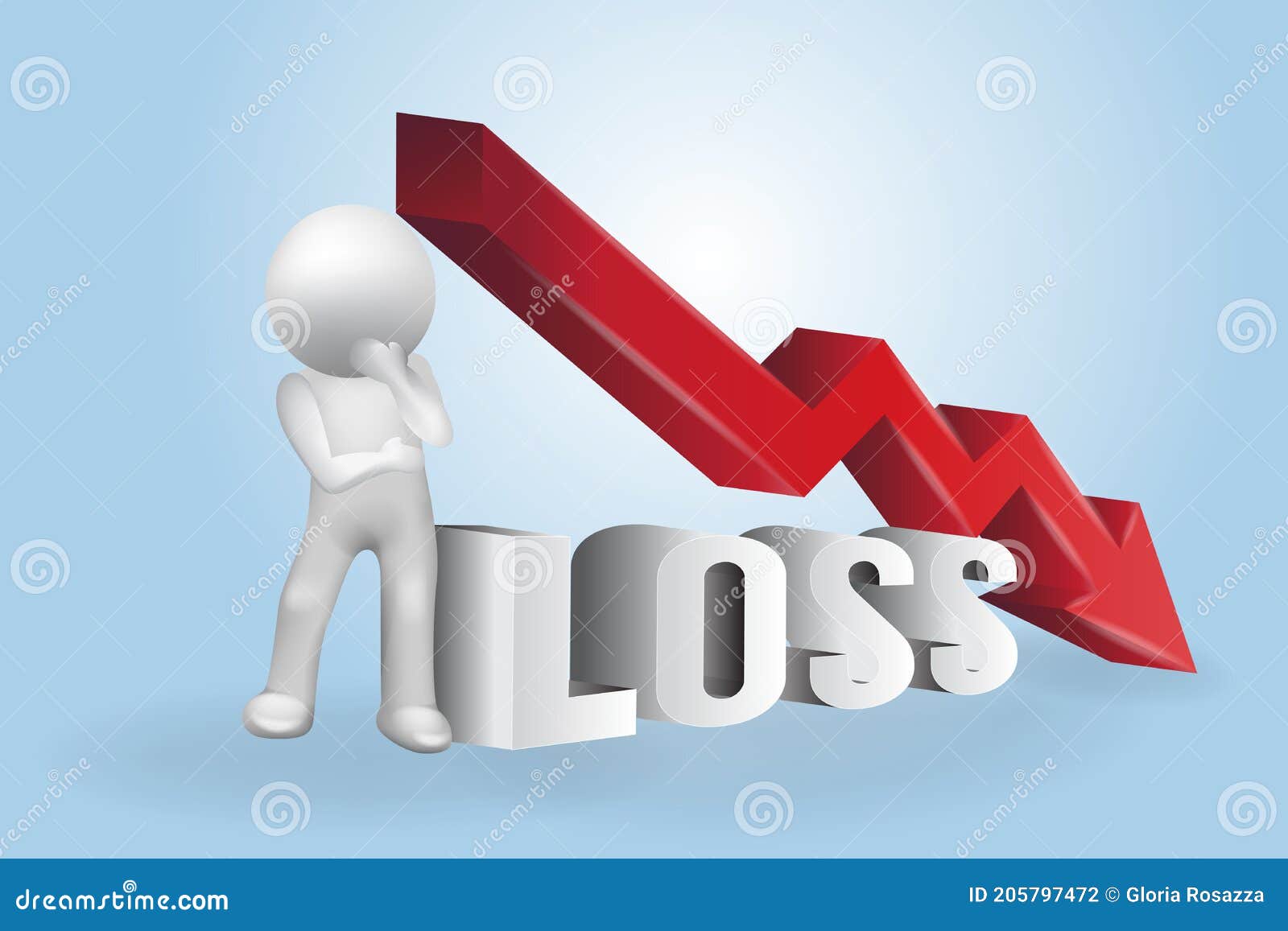 3d Small People - Loss Graph Symbol Stock Vector - Illustration of ...