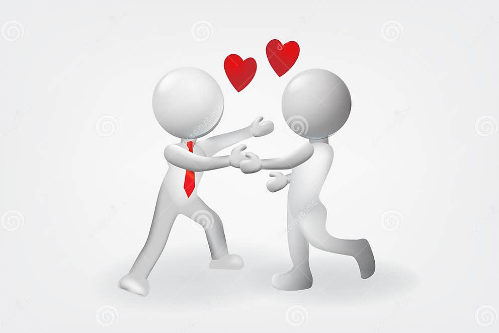 3D Small People Love Relationship Logo Vector Design Stock Vector ...