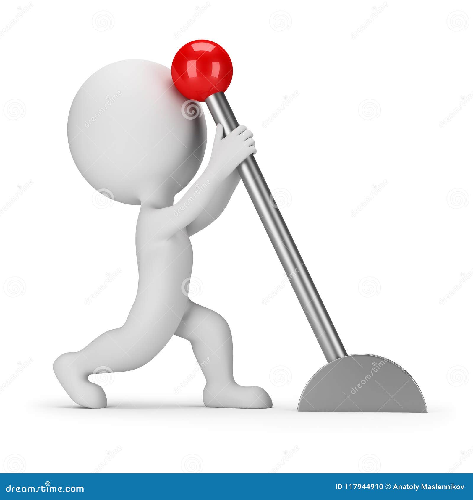 3d Small People - Pulls the Lever Stock Illustration - Illustration of ...