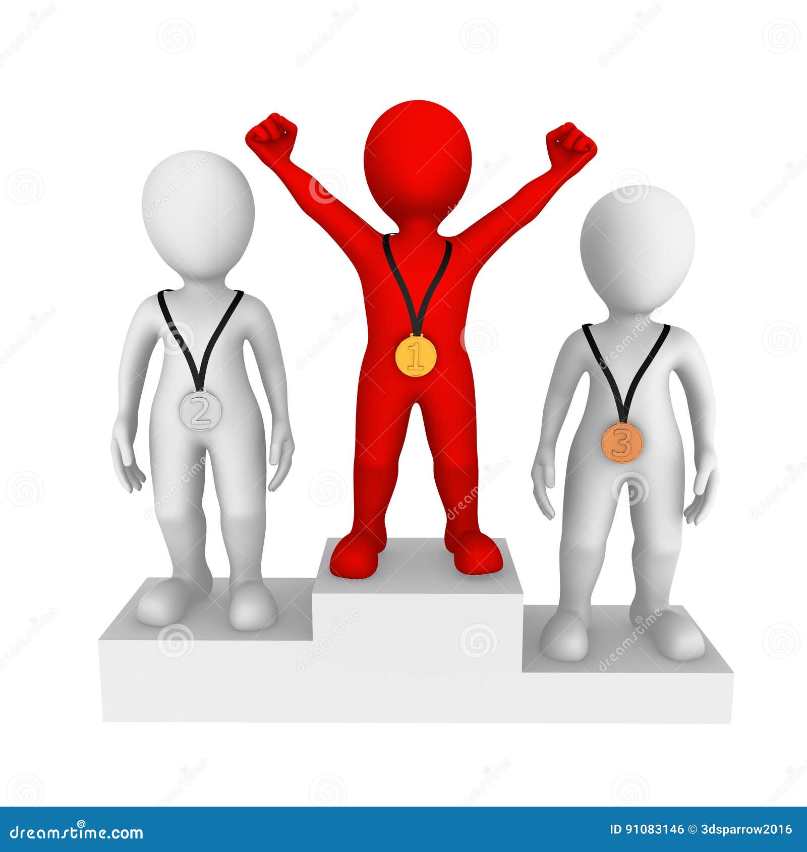 3d Small People. Red Winner Stock Illustration - Illustration of ...