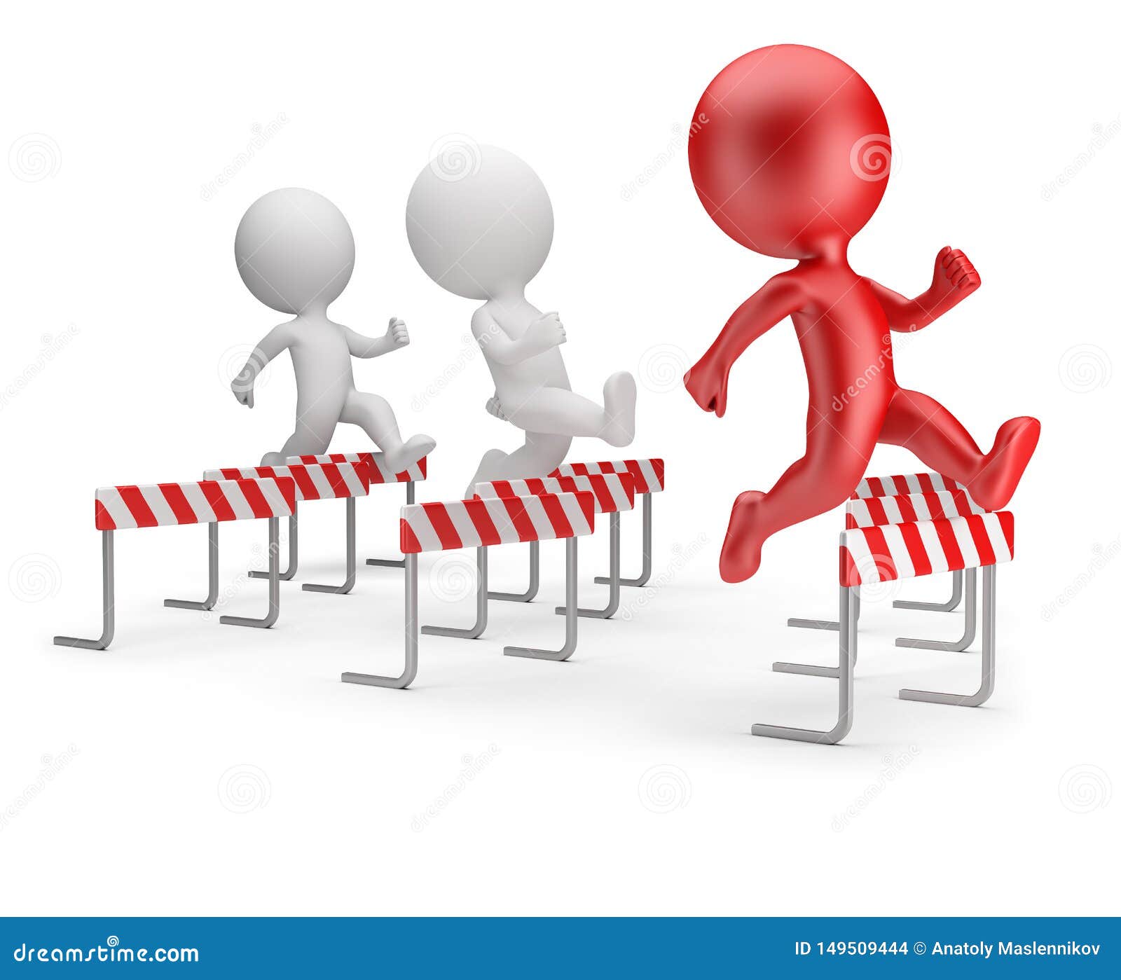 3d Small People - Running with Obstacles Stock Illustration ...