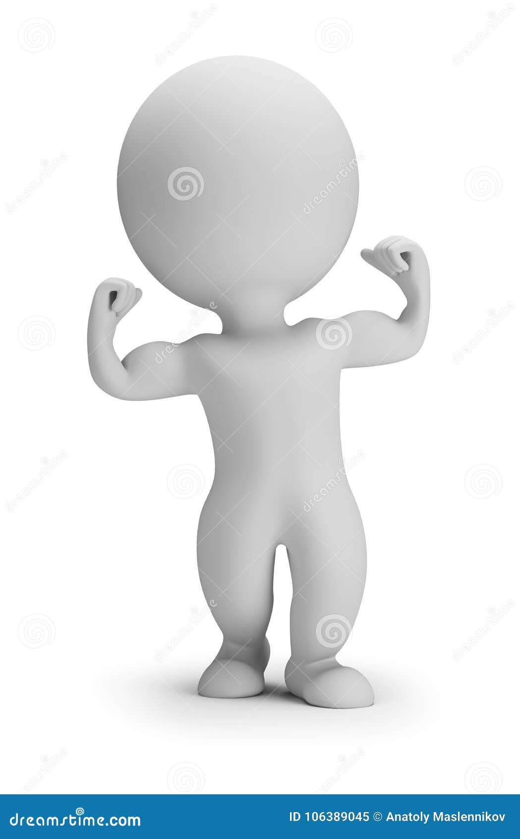 3D Small Man - Shows Muscles Royalty-Free Stock Image | CartoonDealer ...