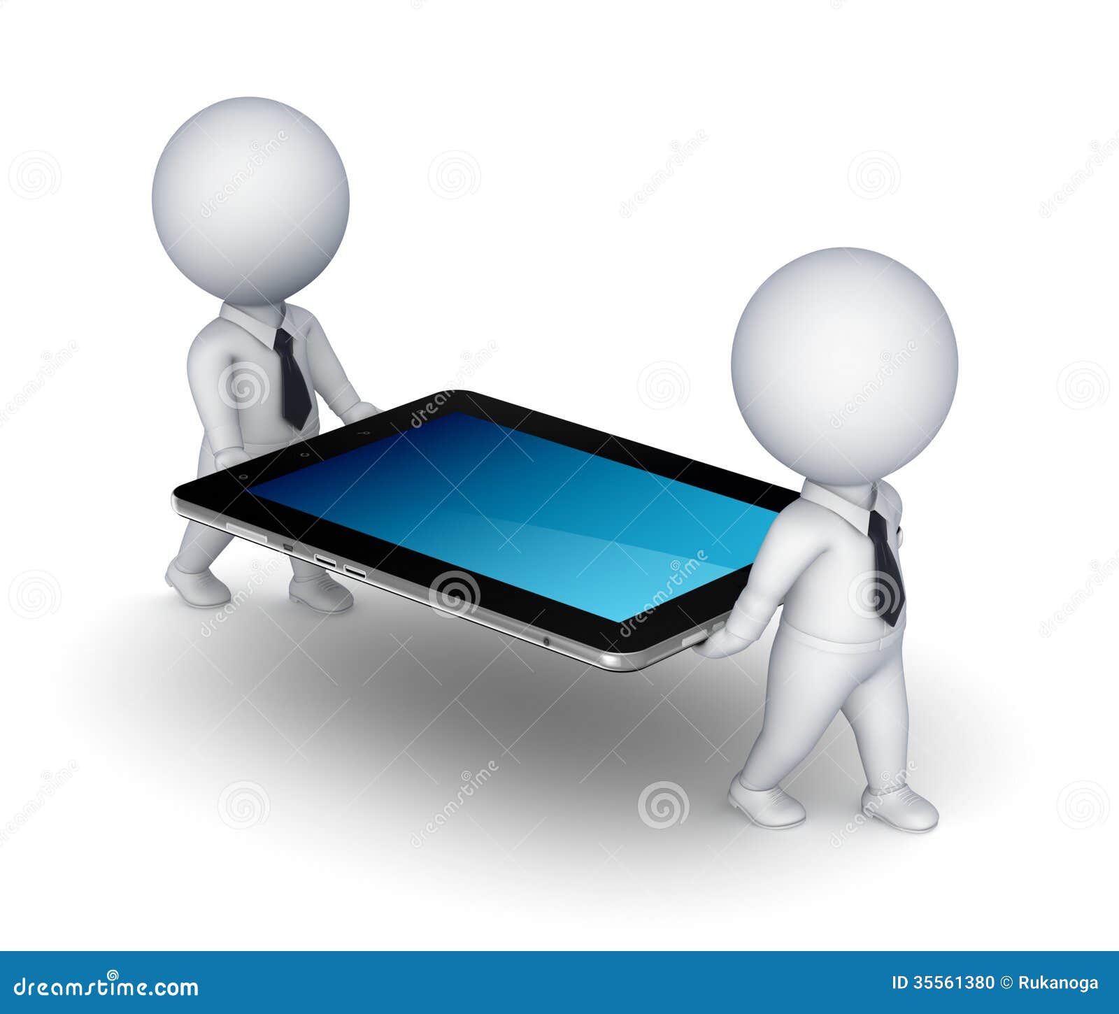 3d Small People with Tablet PC. Stock Illustration - Illustration of ...