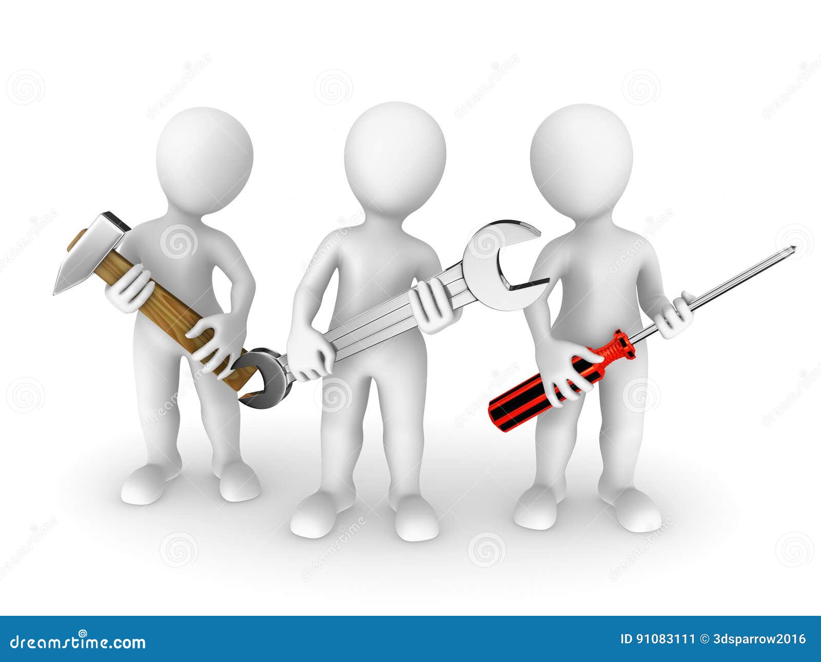 3d Small People with Tools. Stock Illustration - Illustration of worker ...