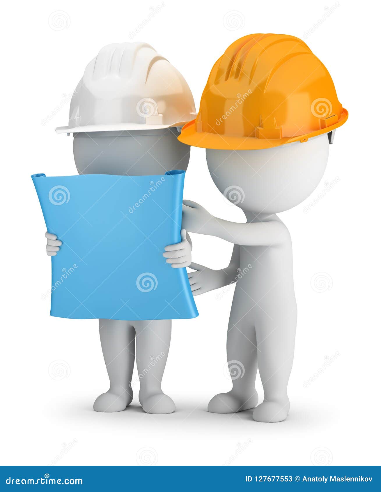 3d Small People - Discussion of the Plan Stock Illustration ...