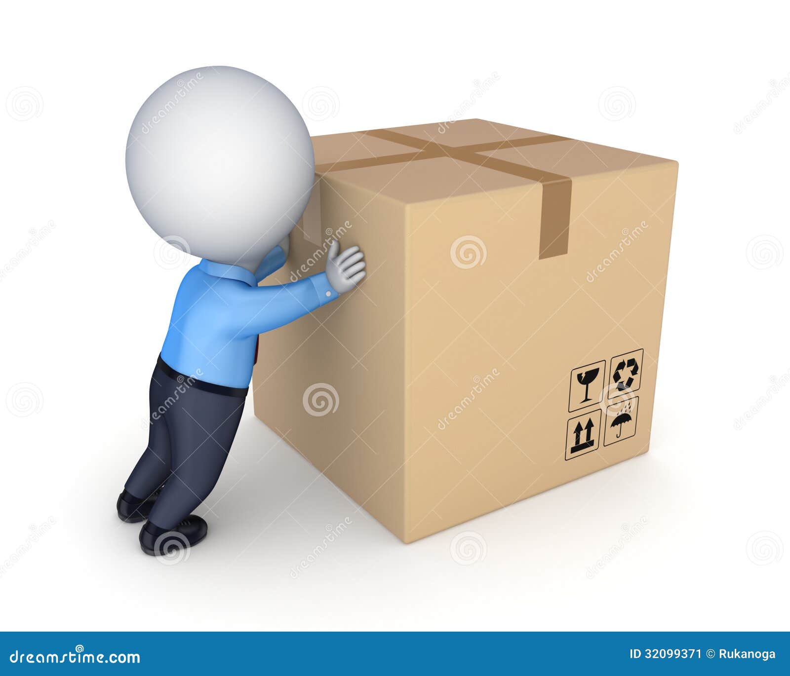 3d Small Person And Big Carton Box. Stock Image | CartoonDealer.com ...