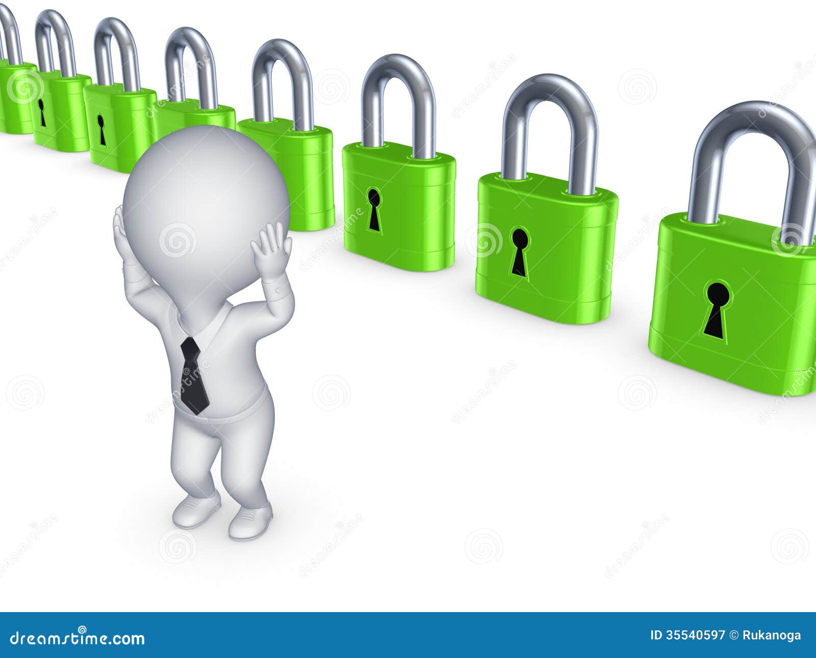 3d Small Person and Colorful Locks. Stock Illustration - Illustration ...