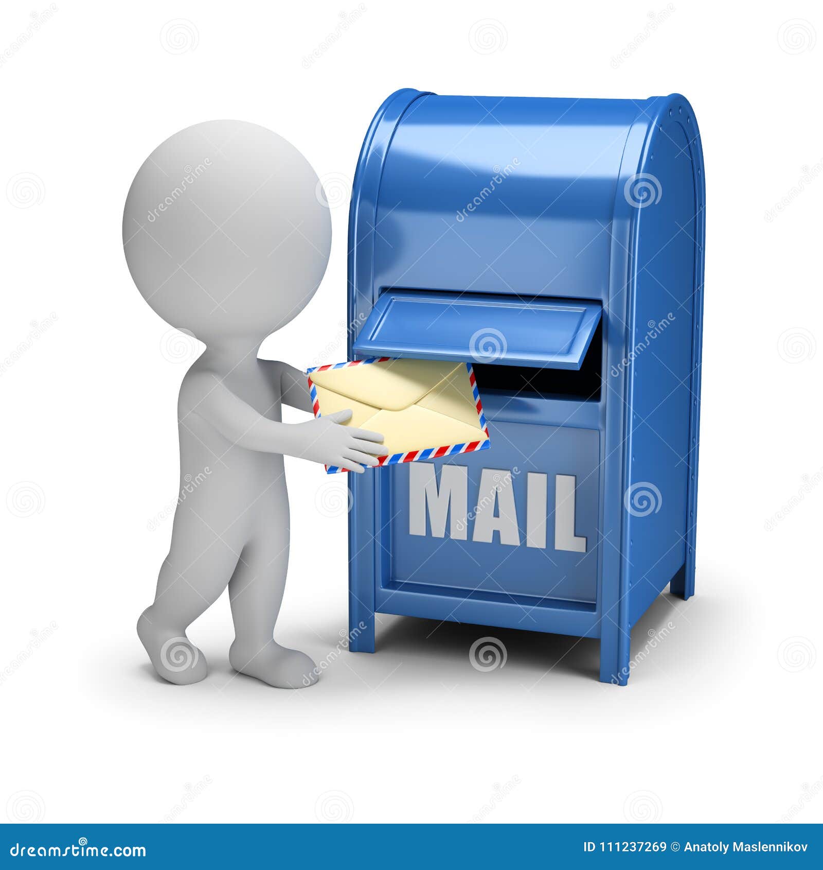 3d Small People - Letter and Mail Box Stock Illustration - Illustration ...